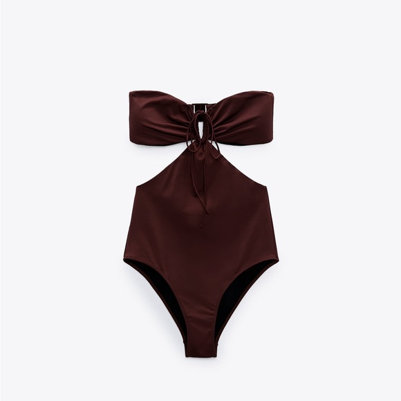 Zara | Swim | Zara Deep Chocolate Brown Cutout One Piece Swimsuit Nwt ...
